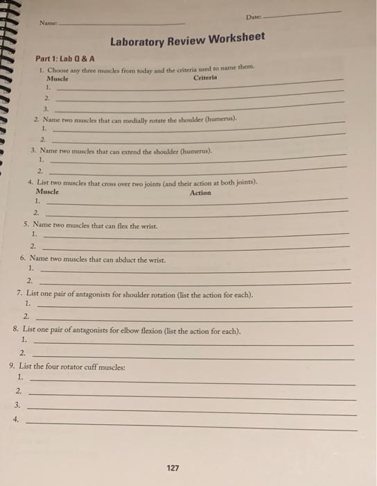 Solved Date Names Laboratory Review Worksheet Part 1: Lab Q | Chegg.com