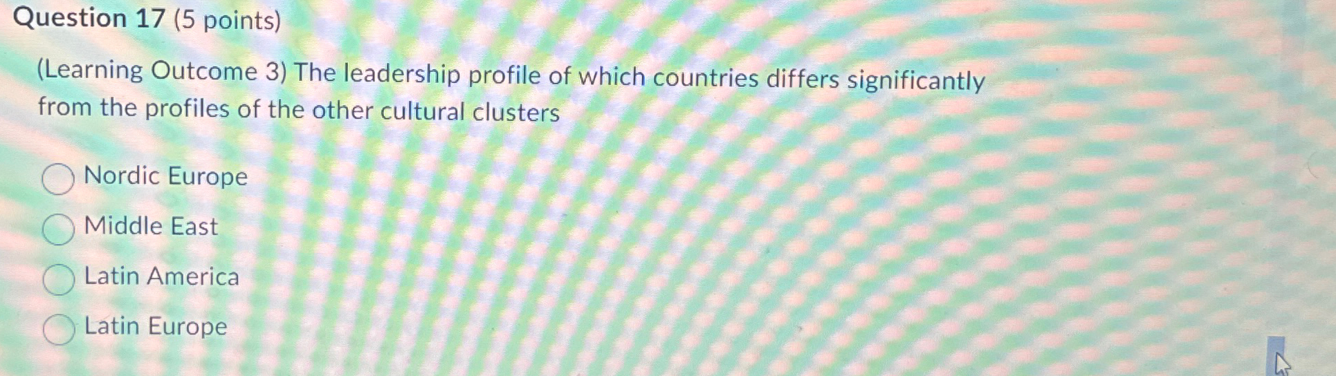 Solved Question 17 (5 ﻿points)(Learning Outcome 3) ﻿The | Chegg.com