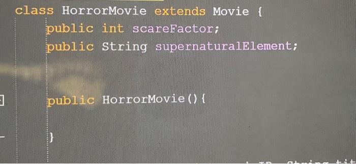 Solved I have this super class "Movie" and sup class "horror | Chegg.com