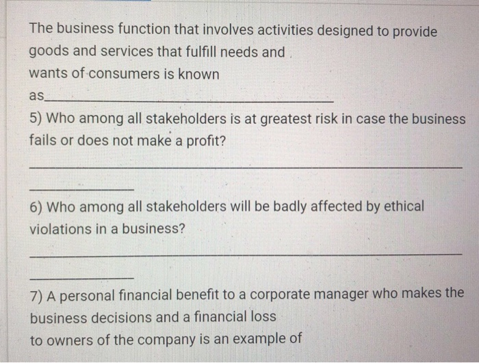 Solved The business function that involves activities | Chegg.com