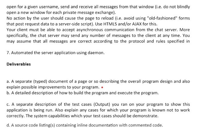 Assignment You have to develop a TCP Chat Client | Chegg.com