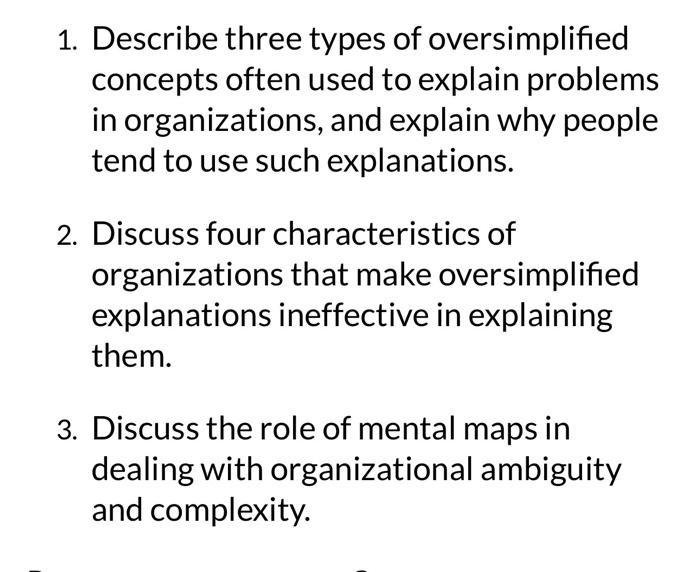 Solved 1. Describe three types of oversimplified concepts | Chegg.com