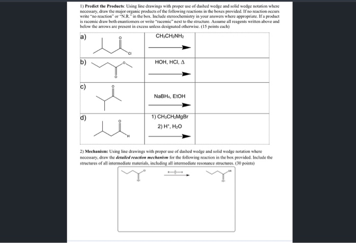 Solved 1) Predict the Products: Using line drawings with | Chegg.com
