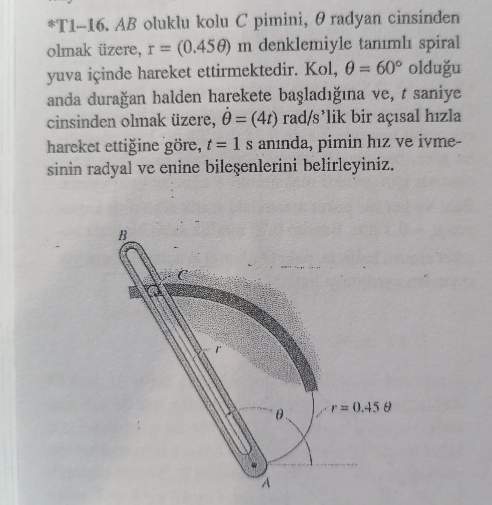 Solved *T1-16. AB ﻿oluklu kolu C ﻿pimini, θ ﻿radyan | Chegg.com