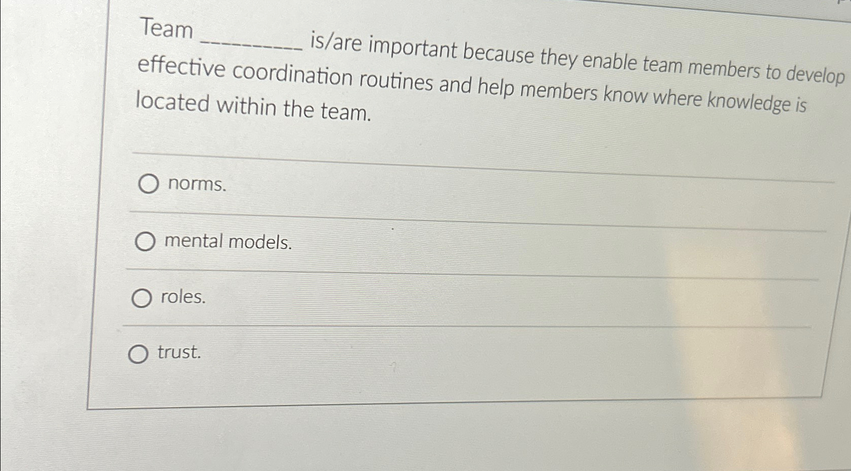 Solved Team is/are important because they enable team | Chegg.com