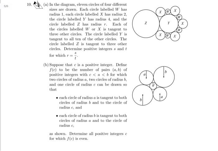 Solved 4. (a) In the diagram, eleven circles of four | Chegg.com