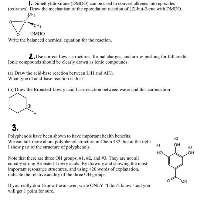 Solved 1. Dimethyldioxirane (DMDO) can be used to convert | Chegg.com