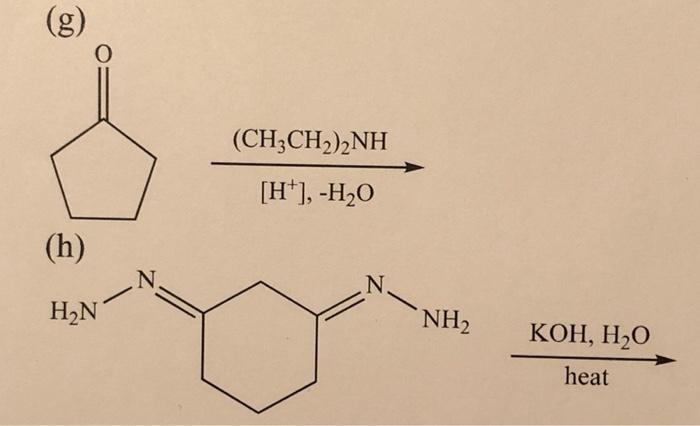 Solved [H+],−H2O (CH3CH2)2NH (h) heat KOH,H2O | Chegg.com