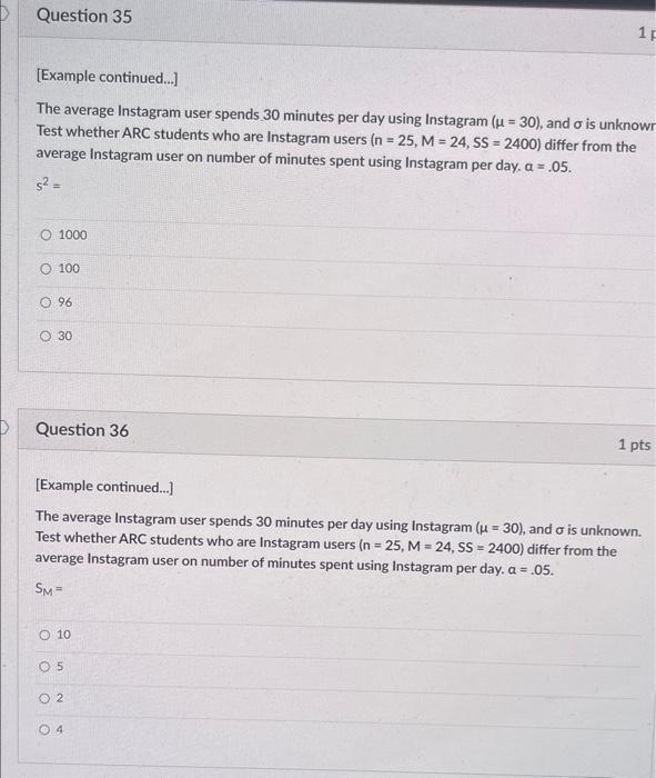 Solved [Example continued...] The average Instagram user | Chegg.com