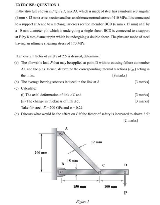 Solved EXERCISE: QUESTION 1 In the structure shown in Figure | Chegg.com