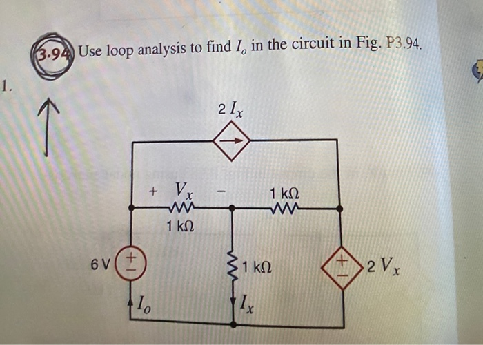 Solved 3.94 Use loop analysis to find I, in the circuit in | Chegg.com