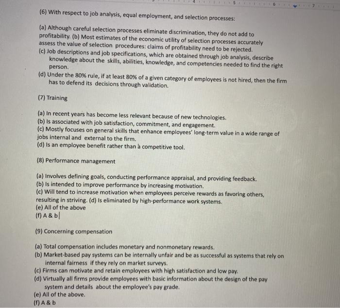 Solved (6) With respect to job analysis, equal employment, | Chegg.com