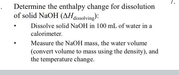 Solved Determination of AH dissolving Volume of water | Chegg.com