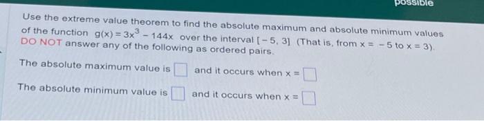 Solved Use the extreme value theorem to find the absolute | Chegg.com