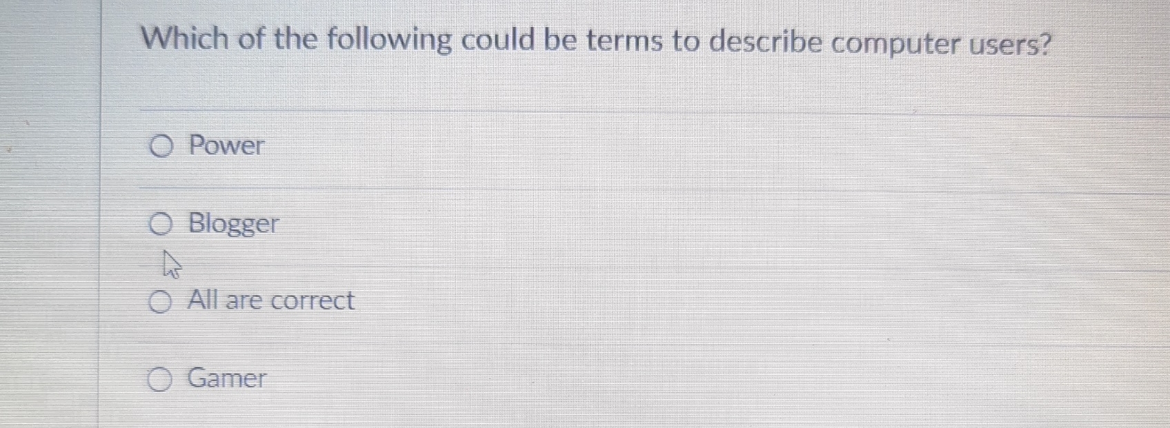 Solved Which of the following could be terms to describe | Chegg.com