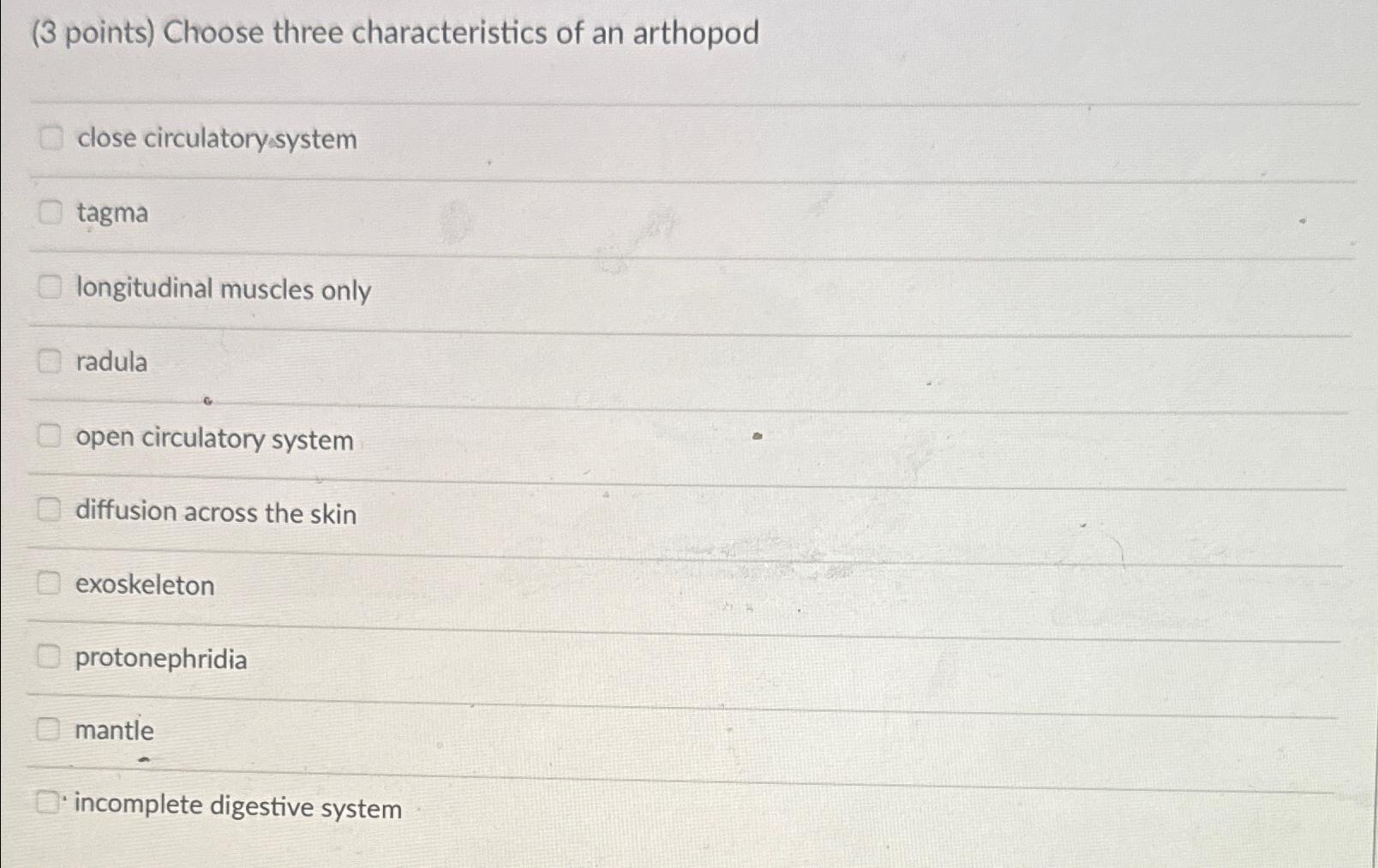Solved ( 3 ﻿points) ﻿Choose three characteristics of an | Chegg.com