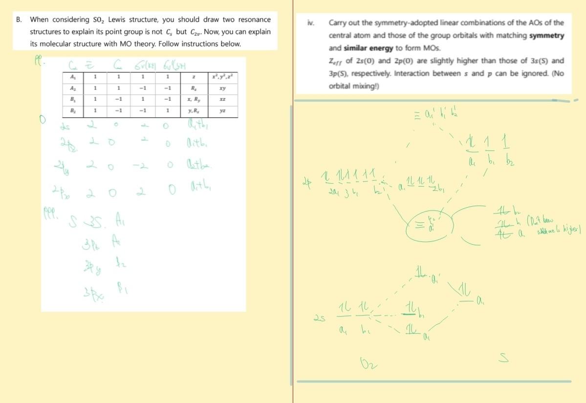 Solved Molecular orbital of so2 using c2v character table | Chegg.com