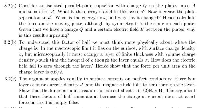Solved 3.2(a) Consider an isolated parallel-plate capacitor | Chegg.com