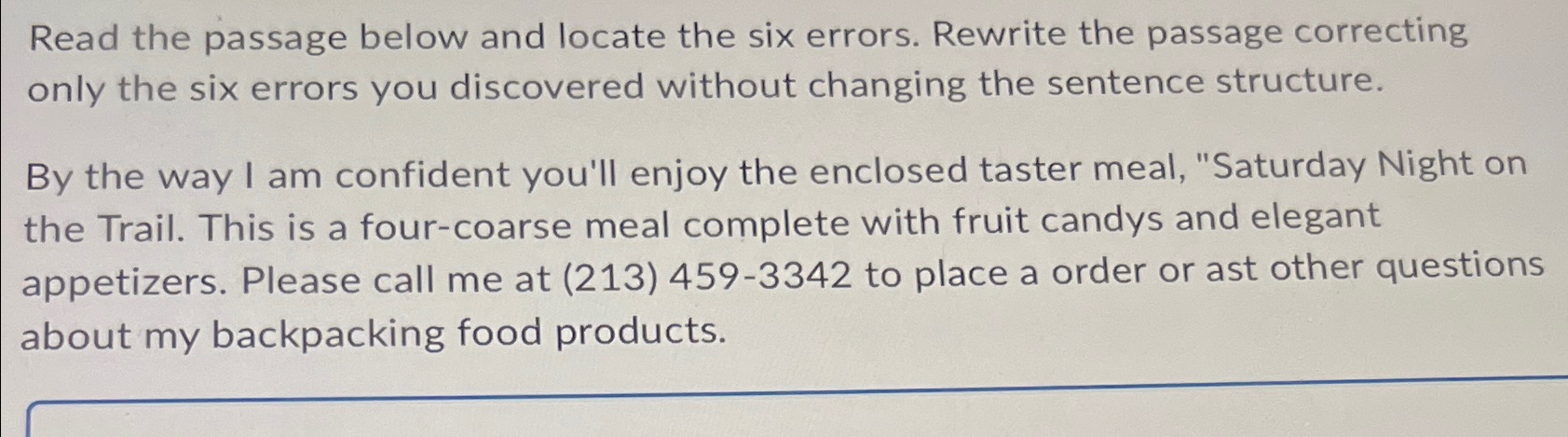 Solved Read the passage below and locate the six errors. | Chegg.com