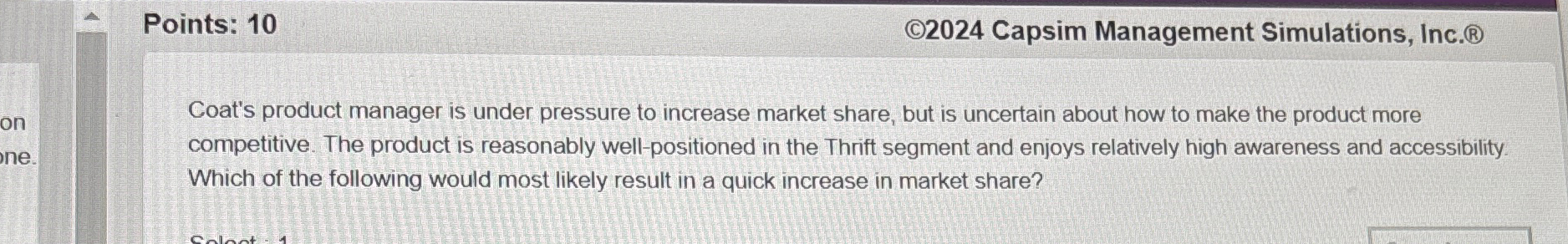 Solved Points: 10(C2024 ﻿Capsim Management Simulations, | Chegg.com