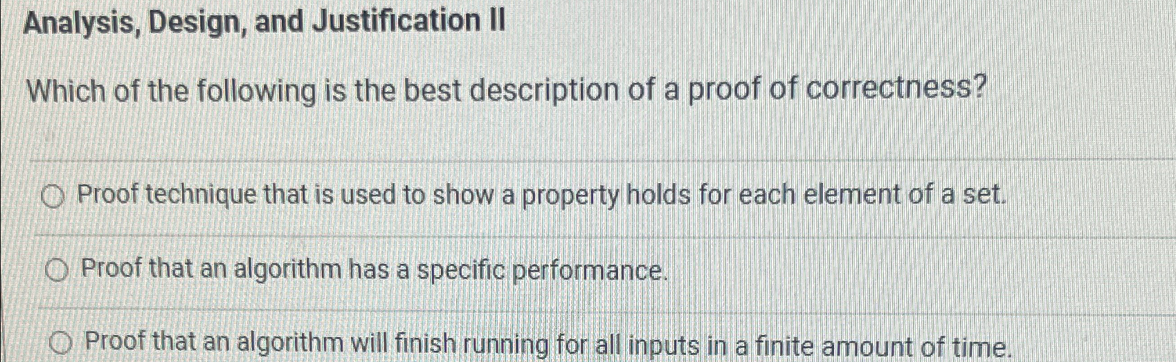 Solved Analysis, Design, and Justification IIWhich of the | Chegg.com