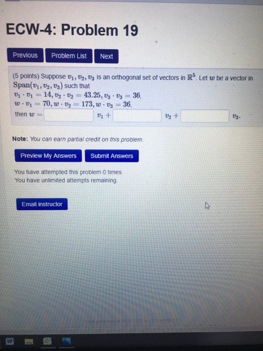 Solved ECW-4: Problem 19 Previous Problem List Next (5 | Chegg.com