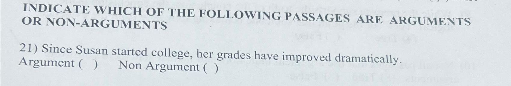Solved INDICATE WHICH OF THE FOLLOWING PASSAGES ARE | Chegg.com