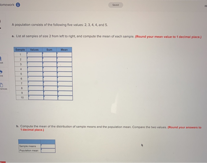 Solved lomework 0 A population consists of the following | Chegg.com