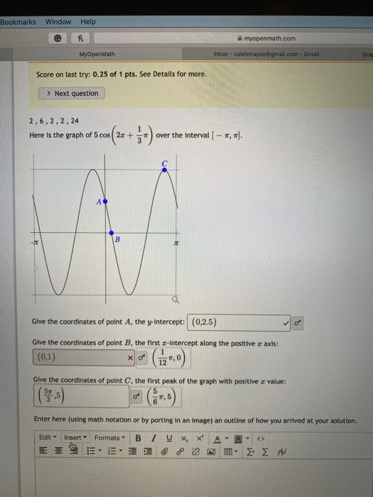 Solved how do hou solve for B and C? The period is 2pi, abd | Chegg.com