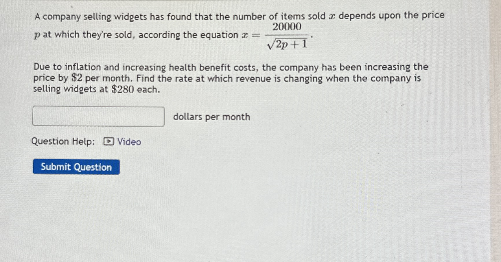 Solved A company selling widgets has found that the number | Chegg.com