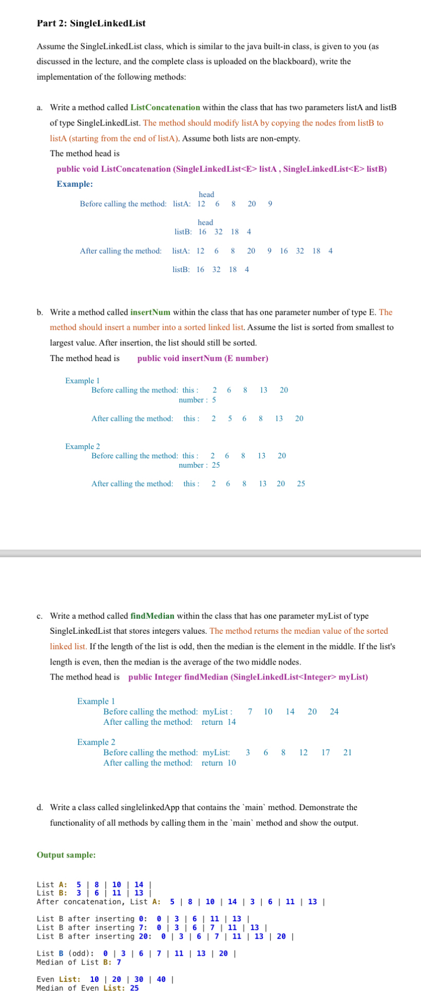 Solved Part 2: SingleLinkedListAssume the SingleLinkedList | Chegg.com