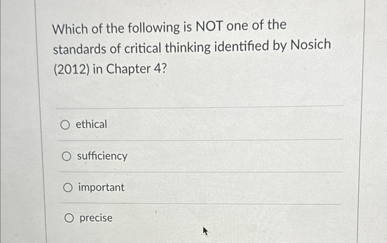 Solved Which of the following is NOT one of the standards of | Chegg.com