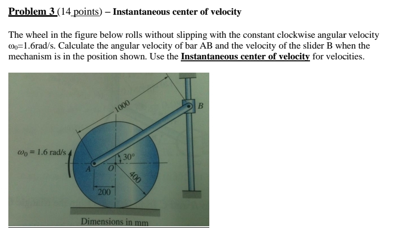 Solved Problem 3 (14 ﻿points) - ﻿Instantaneous center of | Chegg.com