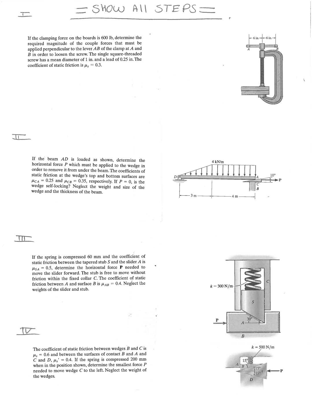 Solved If the clamping force on the boards is 600lb, | Chegg.com
