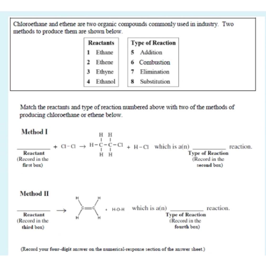 Solved Chloroethane and ethene are two organic compounds | Chegg.com
