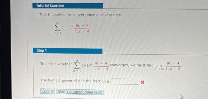 Solved Tutorial Exercise Test the series for convergence or | Chegg.com