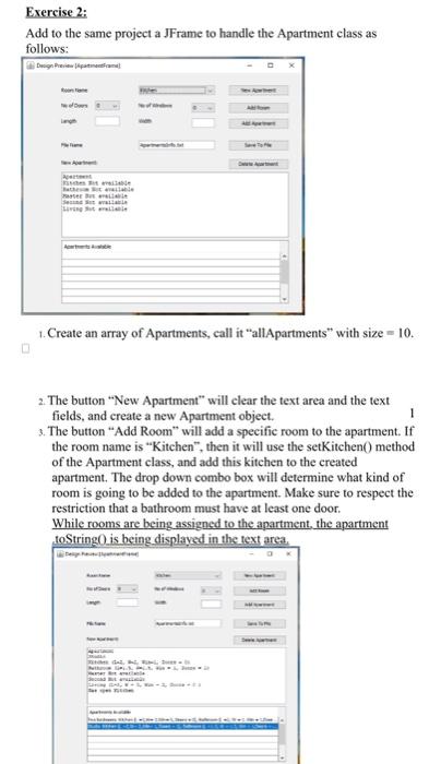 Exercise 2: Add to the same project a JFrame to | Chegg.com