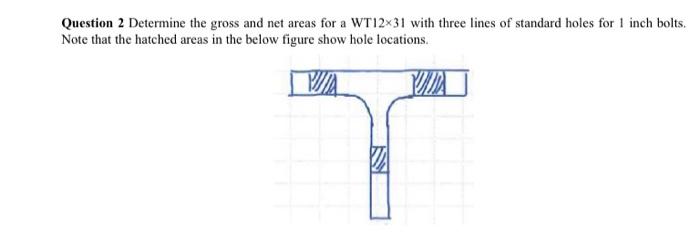 Solved Question 2 Determine the gross and net areas for a WT | Chegg.com