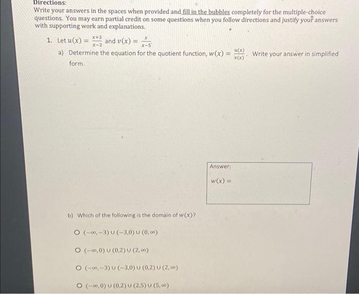 Solved Directions: Write your answers in the spaces when | Chegg.com