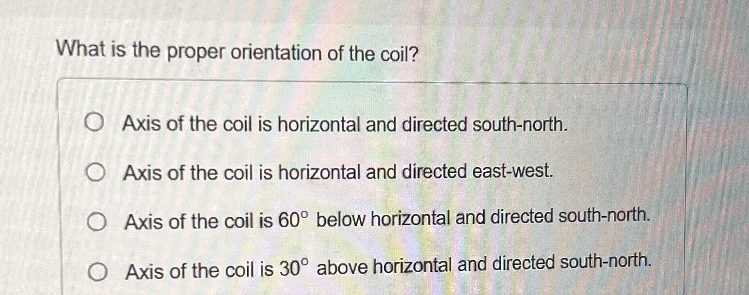 Solved What is the proper orientation of the coil?Axis of | Chegg.com