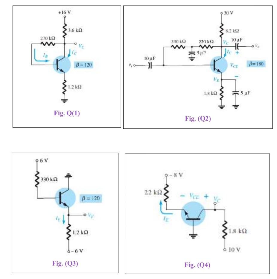 Solved Q1. For the collector-feedback configuration of Fig. | Chegg.com