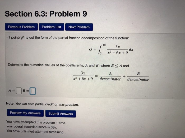 Solved Section 6.3: Problem 9 Previous Problem Problem List | Chegg.com