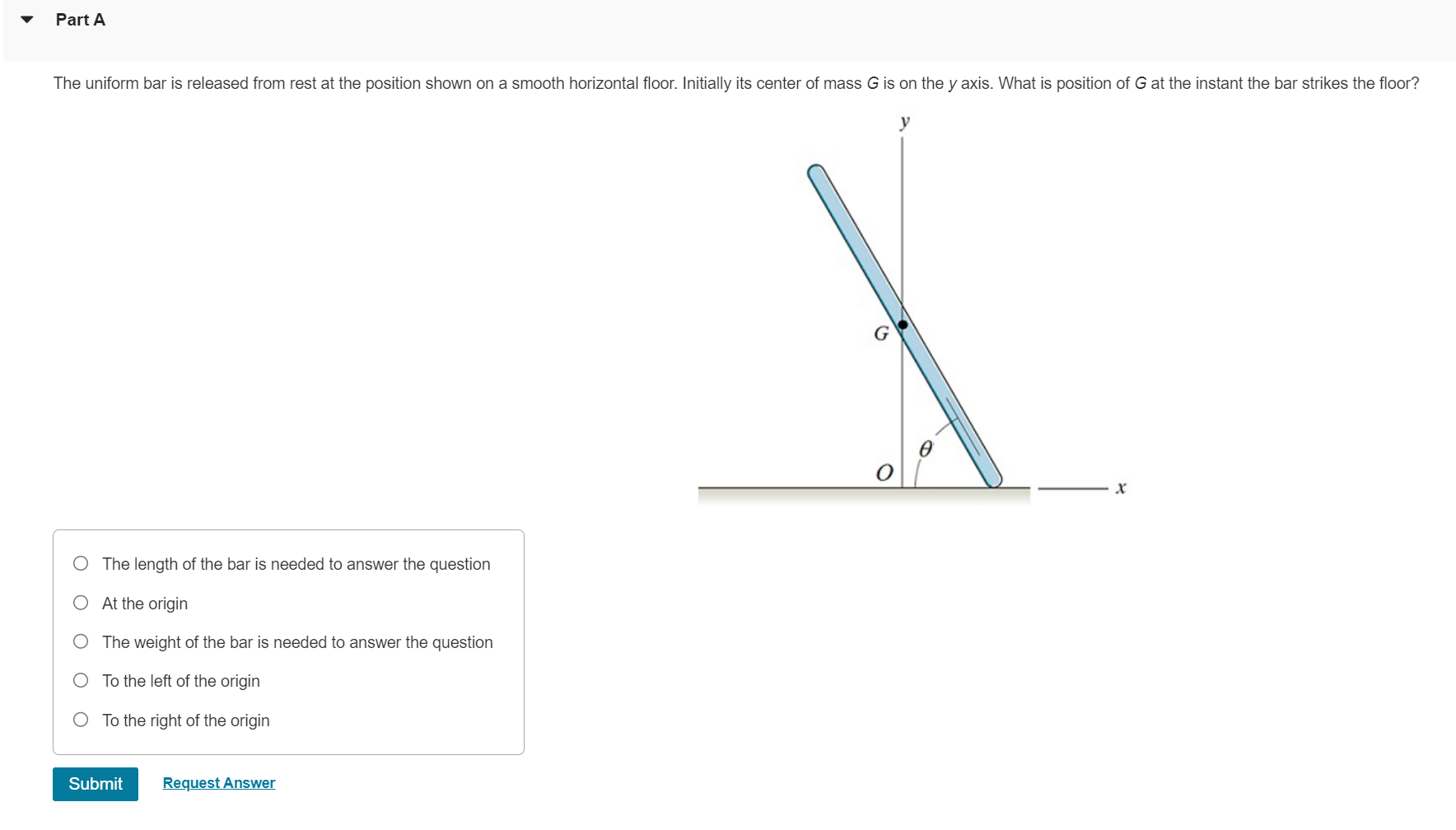 Solved The uniform bar is released from rest at the position | Chegg.com
