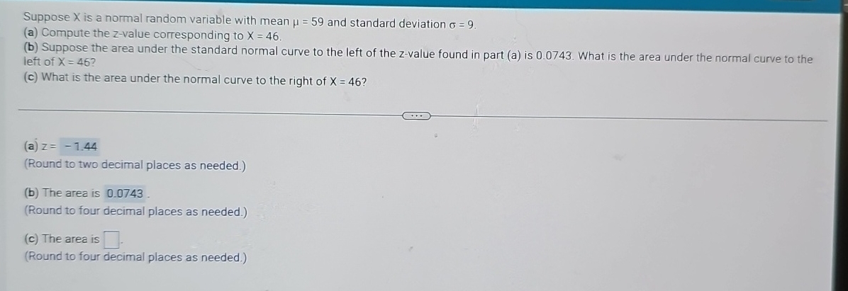 Solved Suppose x ﻿is a normal random variable with mean μ=59 | Chegg.com