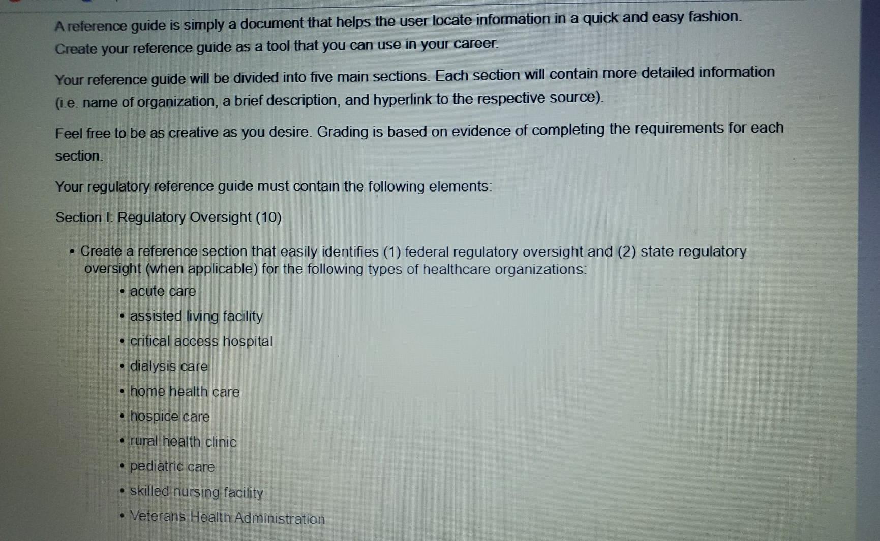 Solved I need your help in developing a regulatory reference | Chegg.com