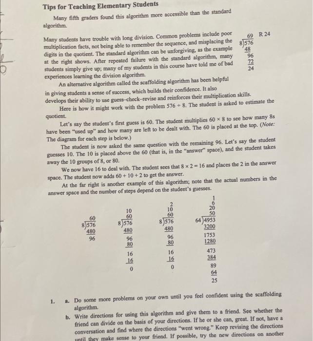 Solved Many fifth graders found this algorithm more | Chegg.com