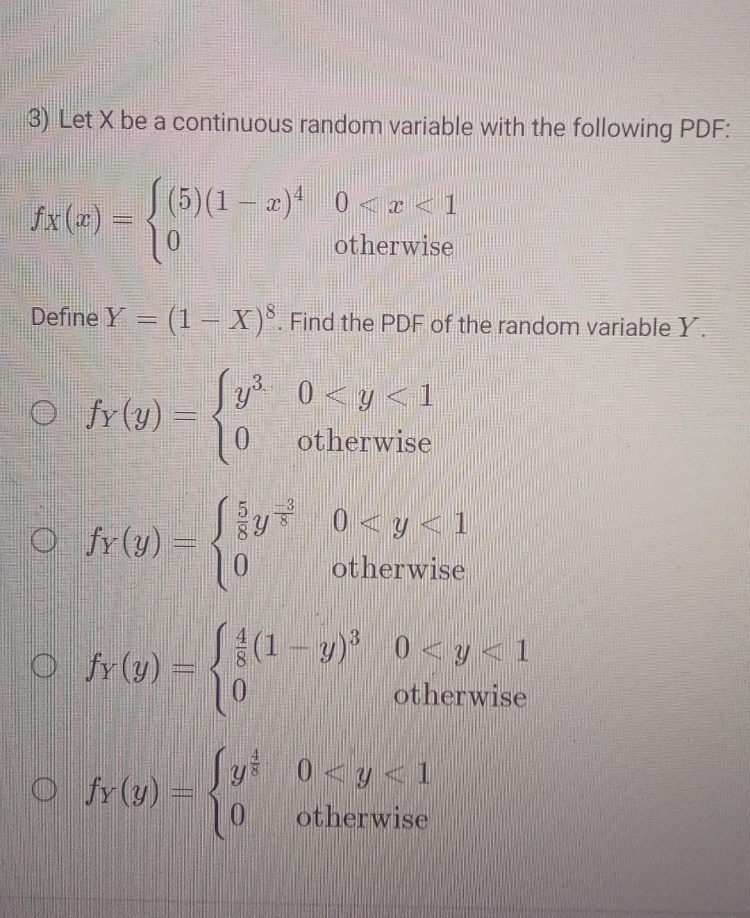Solved 3) Let X be a continuous random variable with the | Chegg.com