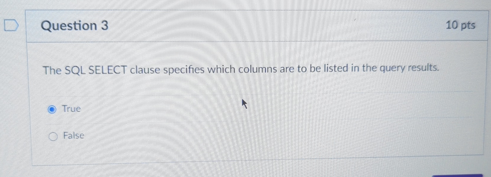 Solved Question 310 ﻿ptsthe Sql Select Clause Specifies 2171