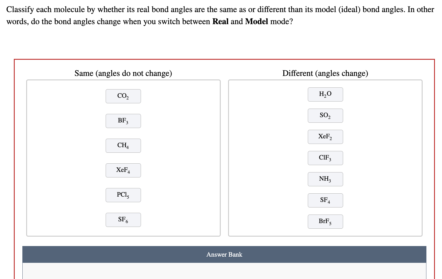 Solved Classify each molecule by ﻿whether its real bond | Chegg.com