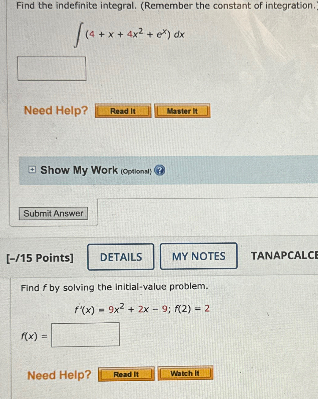 Solved Find the indefinite integral. (Remember the constant | Chegg.com